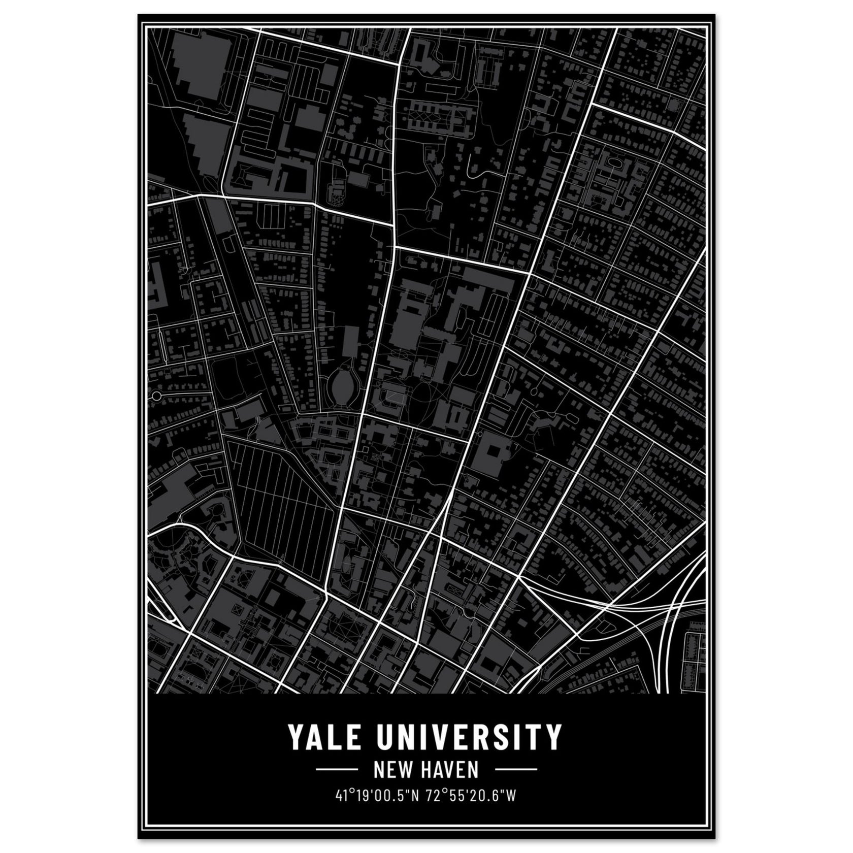 Yale Map Poster | Yale Map Wall Art | Yale Map Print – Favourite Place ...