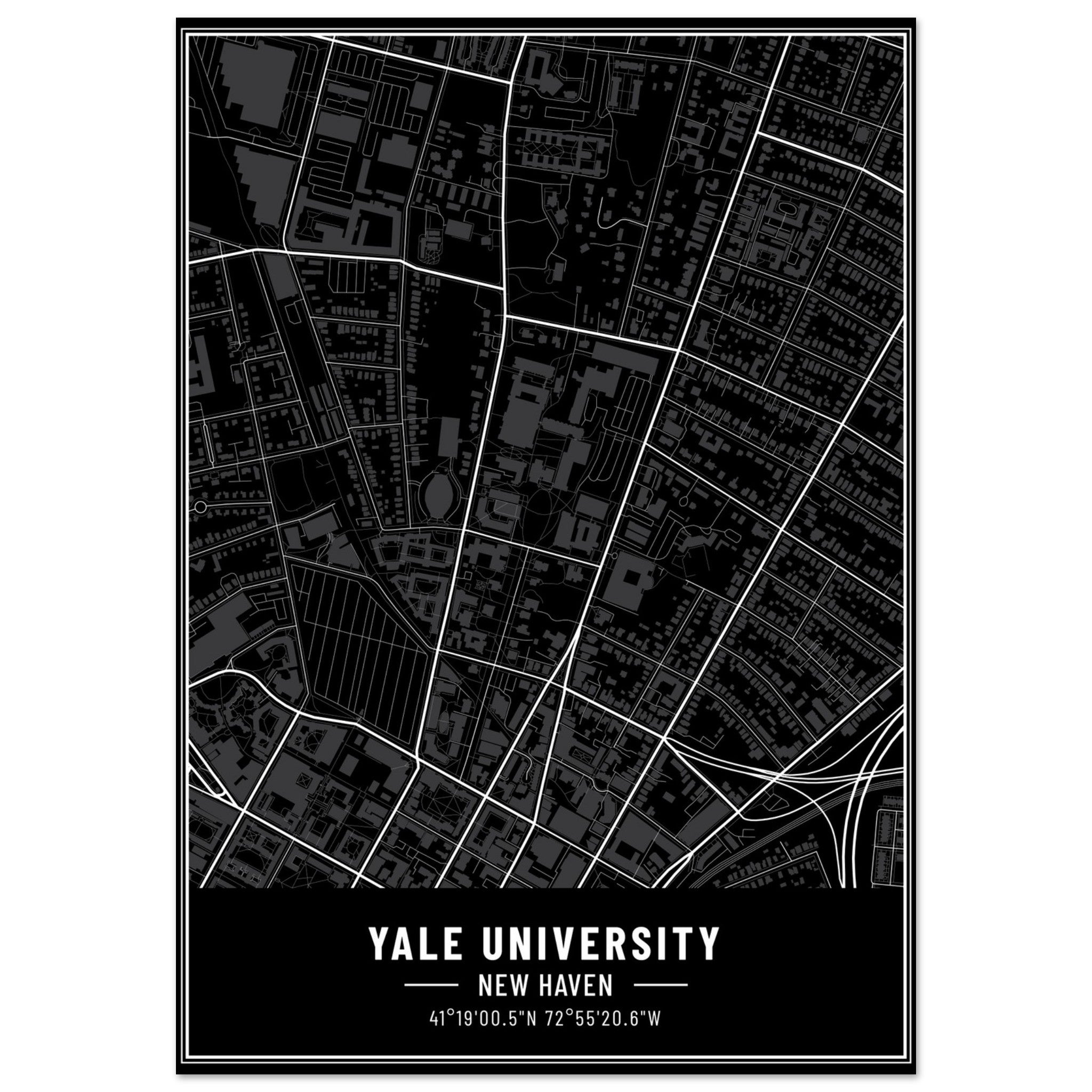 Yale Map Poster | Yale Map Wall Art | Yale Map Print – Favourite Place ...