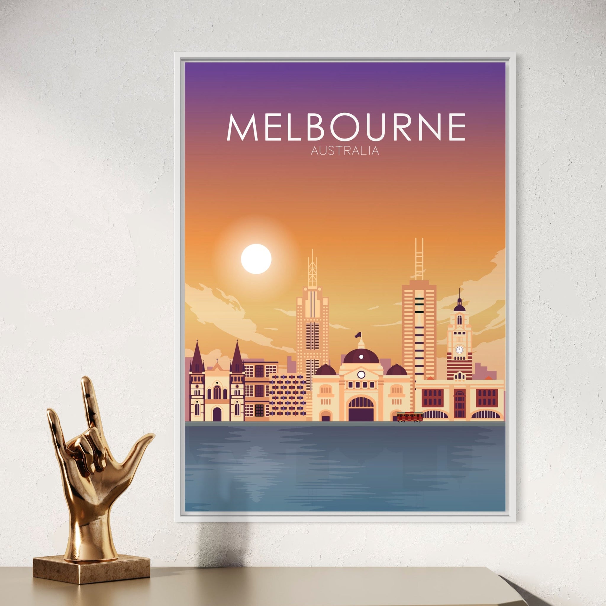 Melbourne Poster | Melbourne Wall Art | Melbourne Sunset Print ...